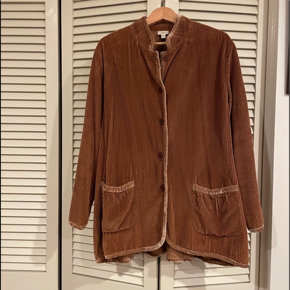 J. Jill | Jackets & Coats | J Jill Jacket Brown Corduroyvelvet Trim ...